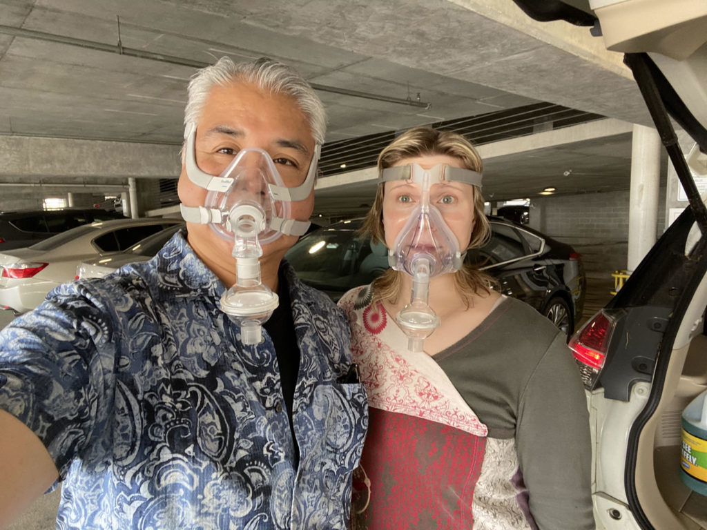 My makeshift COVID-19 mask: A CPAP mask with a bacterial filter ...