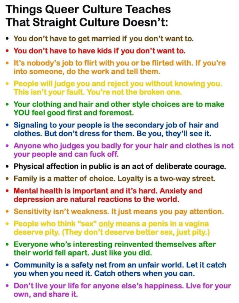 Things queer culture teaches you that straight culture doesn’t - The ...