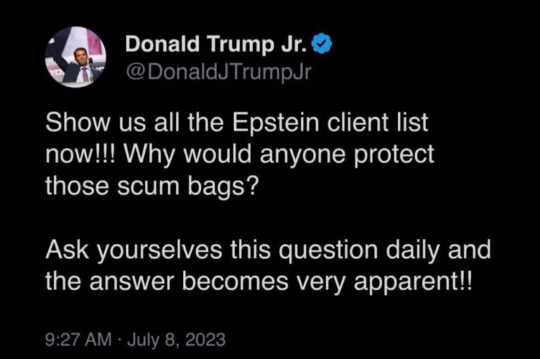 Donald Trump Jr. on the Epstein client list back in 2023: “The answer ...